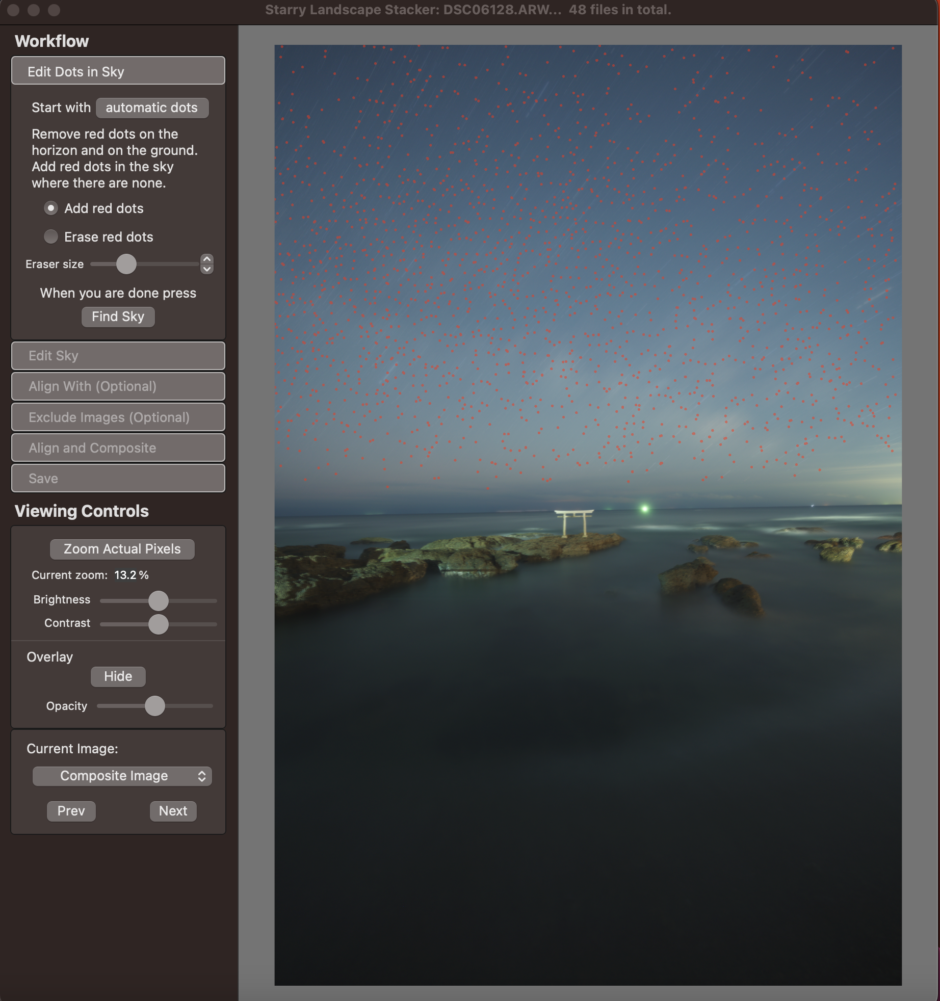 【星景写真】 Starry Landscape Stackerを使って星空のノイズを除去してみた。【大洗 神磯の鳥居編】 | ヒデログ