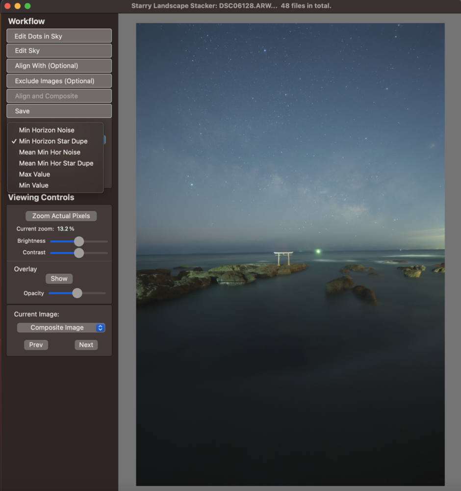 【星景写真】 Starry Landscape Stackerを使って星空のノイズを除去してみた。【大洗 神磯の鳥居編】 | ヒデログ