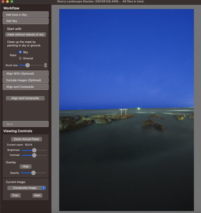 【星景写真】 Starry Landscape Stackerを使って星空のノイズを除去してみた。【大洗 神磯の鳥居編】 | ヒデログ